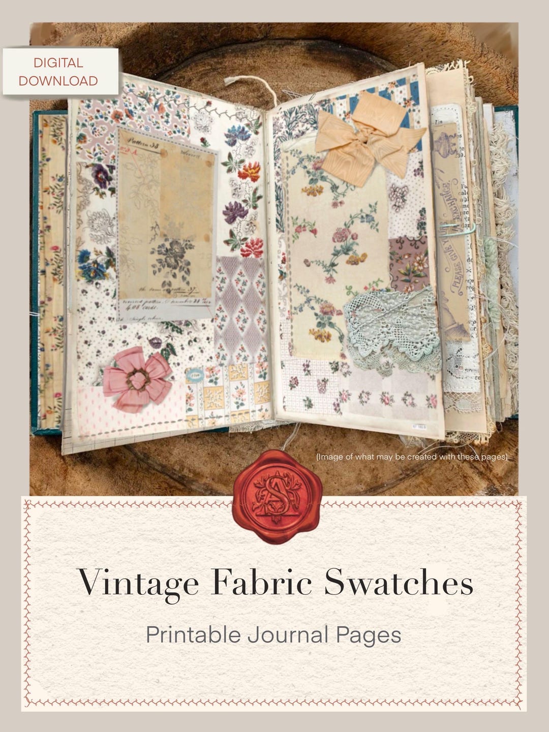 Printable Journal Pages - Vintage Fabric Swatches - Junk Journal, 11x8 ...