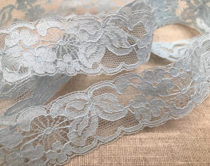Antique English Cotton/nylon Lace Trim, Pale Blue, 'cobwebs' & Floral ...