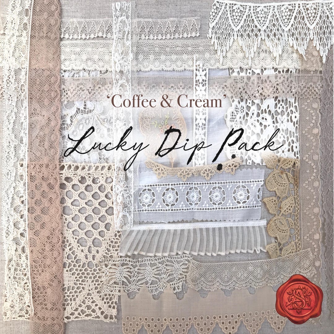 Lucky Dip Vintage Trim Pack - Antique Beige & Ivory, Scrap Lace Pack ...