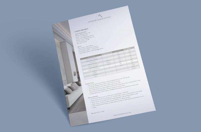 Beige Minimalist Interior Design Client Invoice Onboarding Client ...