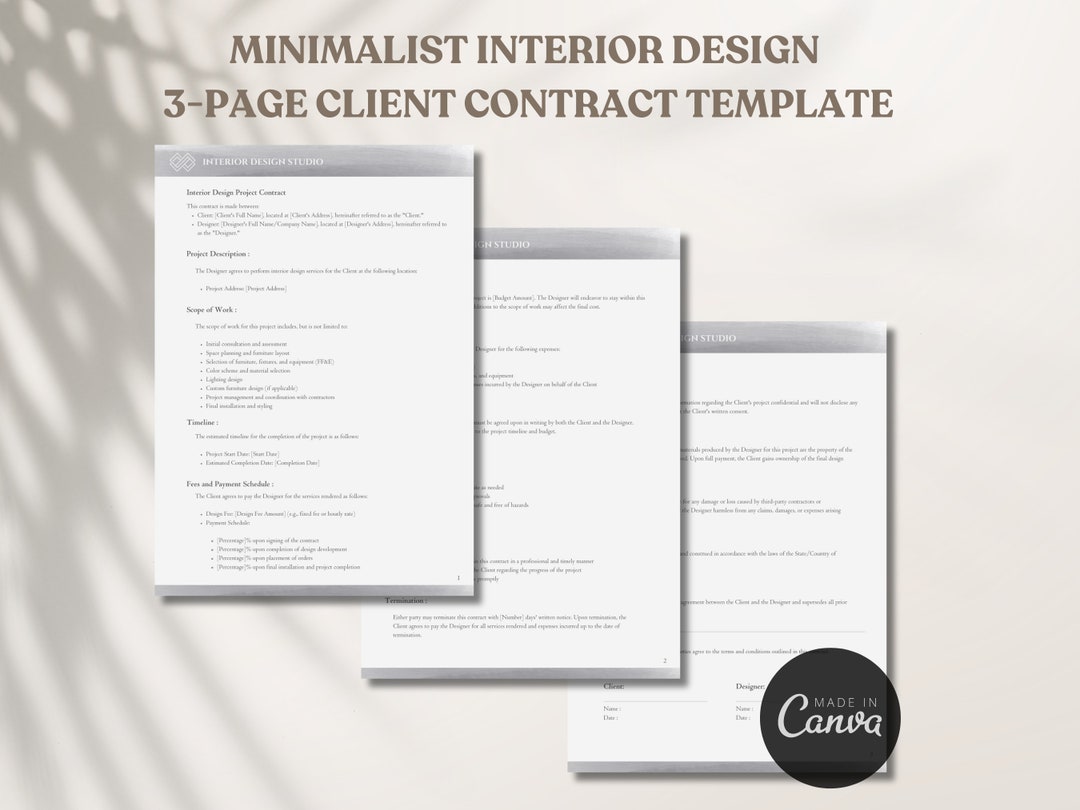 Minimalist Interior Design Client Contract Template Onboarding Client ...