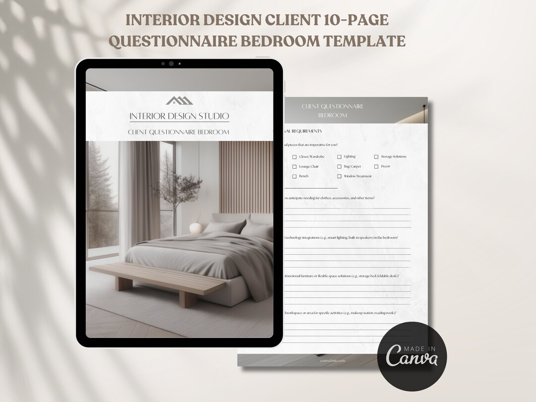 Interior Design Client Questionnaire Bedroom Template Client Onboarding ...