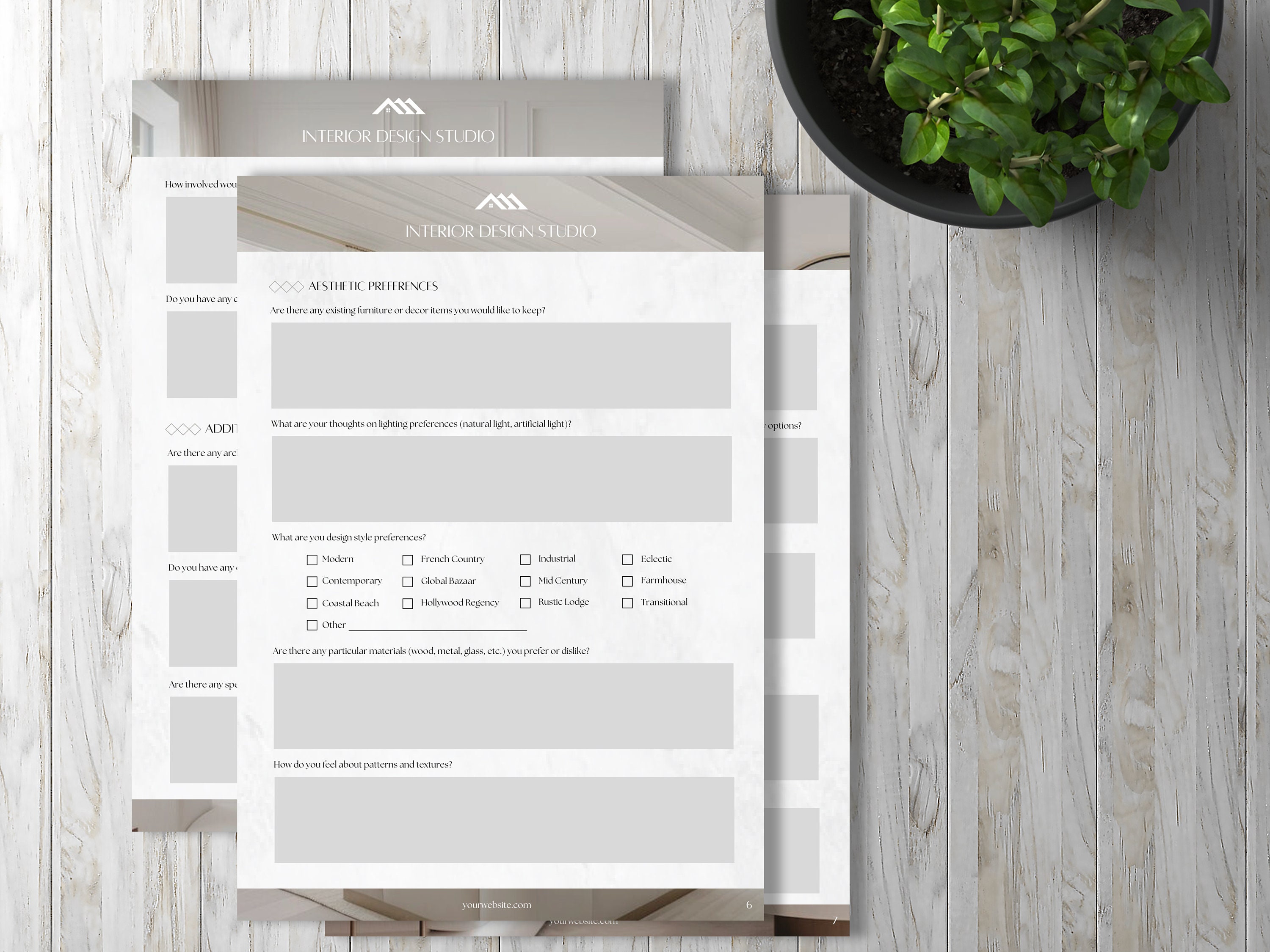 Minimalist Gray Interior Design Client Consultation Guide Template ...