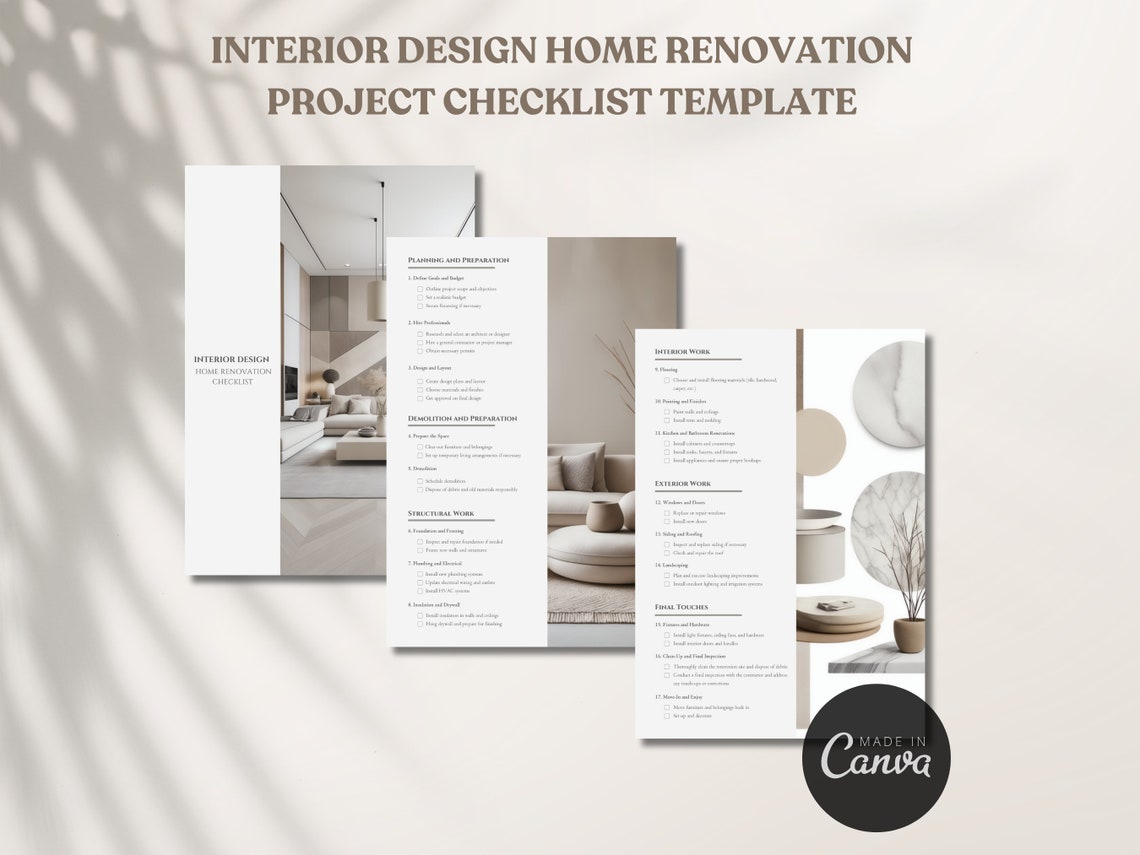 Interior Design Home Renovation Checklist Template Home Project ...