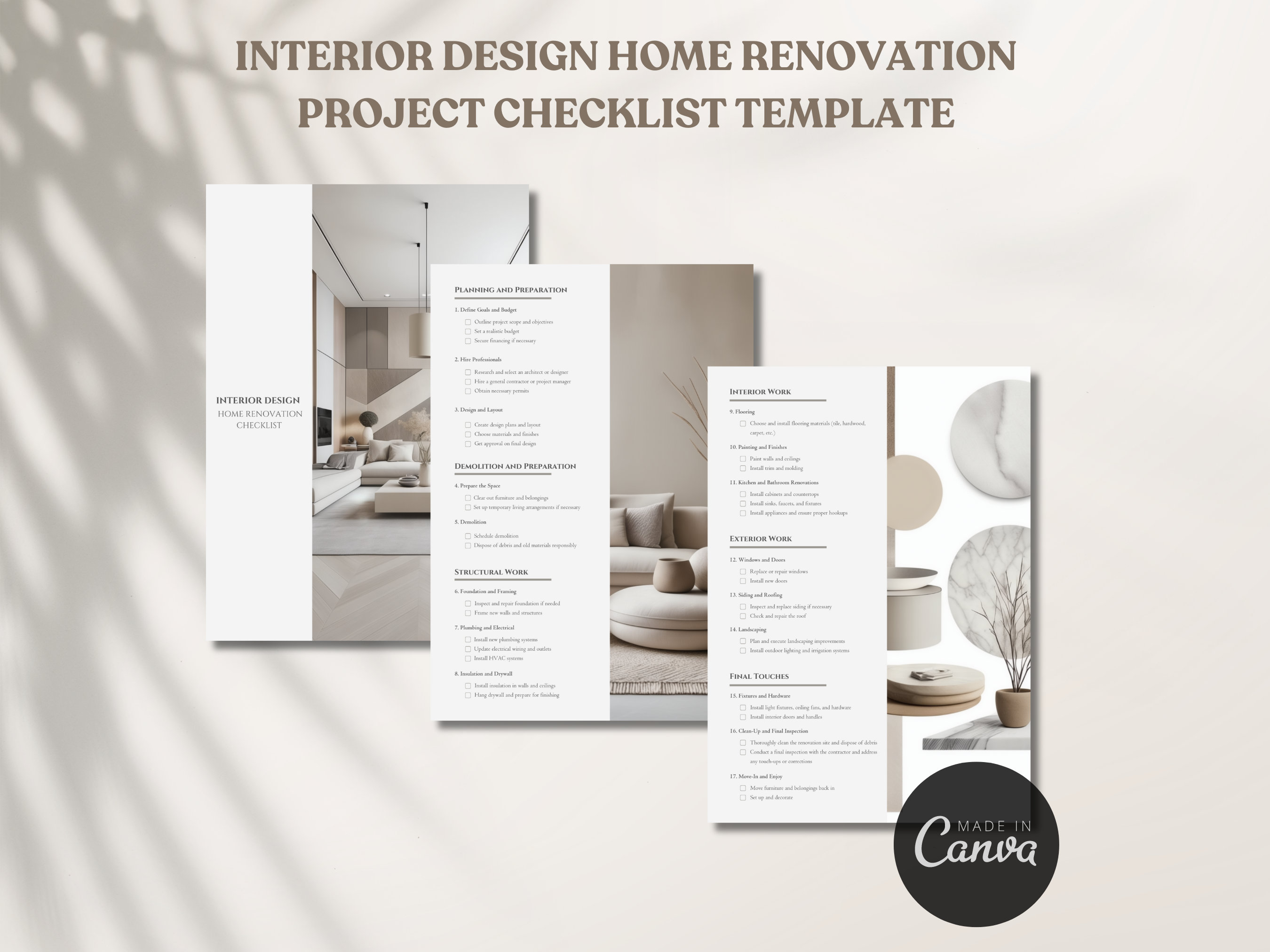 Interior Design Home Renovation Checklist Template Home Project ...
