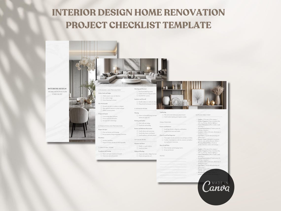 Interior Design Home Renovation Checklist Template Home Project ...