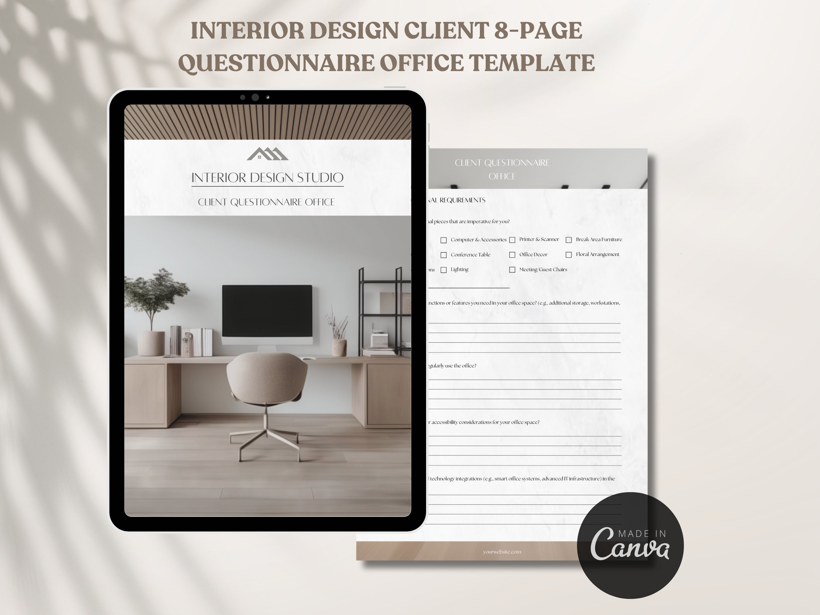 Interior Design Client Questionnaire Office Template Client Onboarding ...