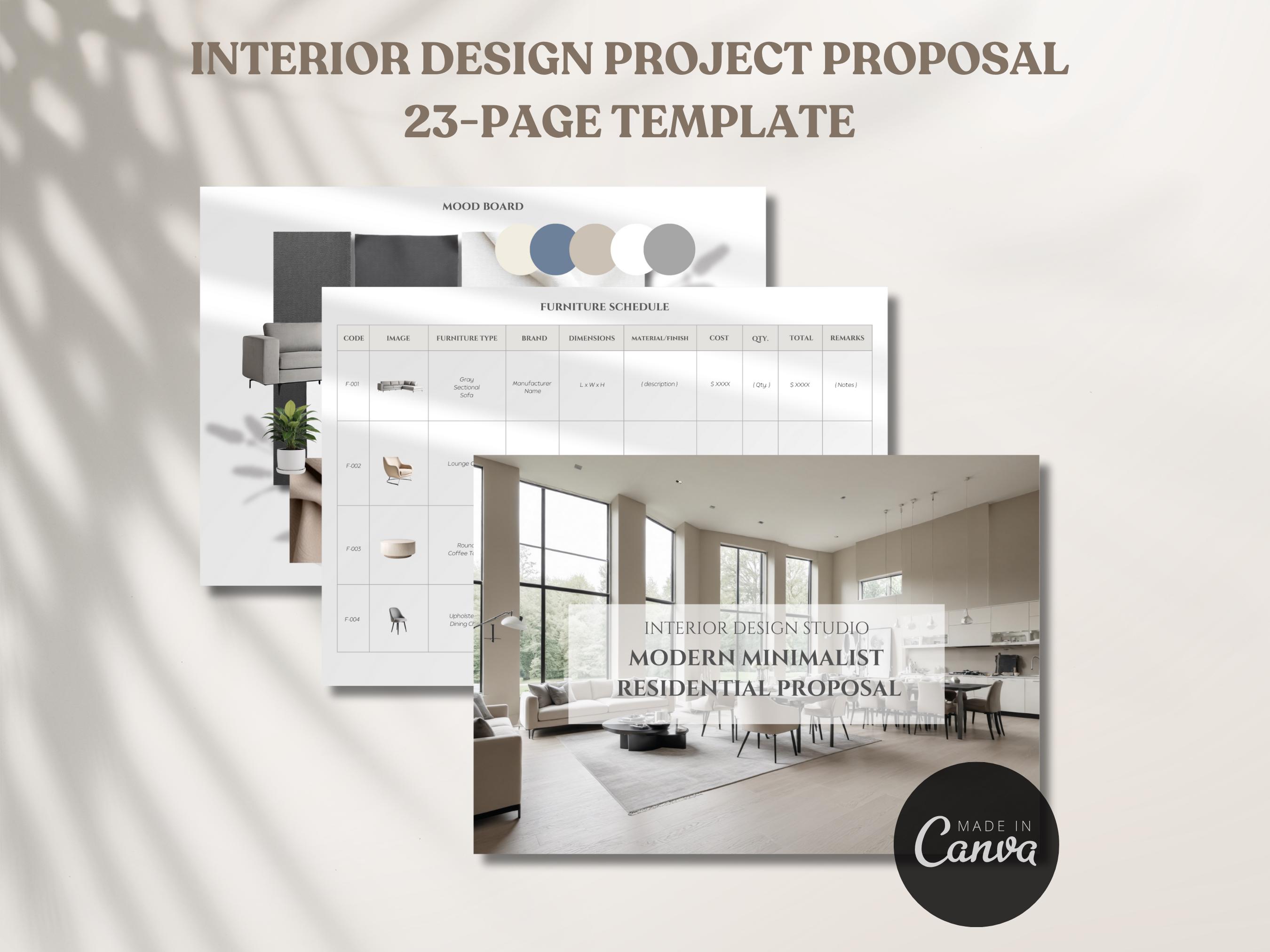 Interior Design Project Proposal Template, Modern Minimalist Design ...