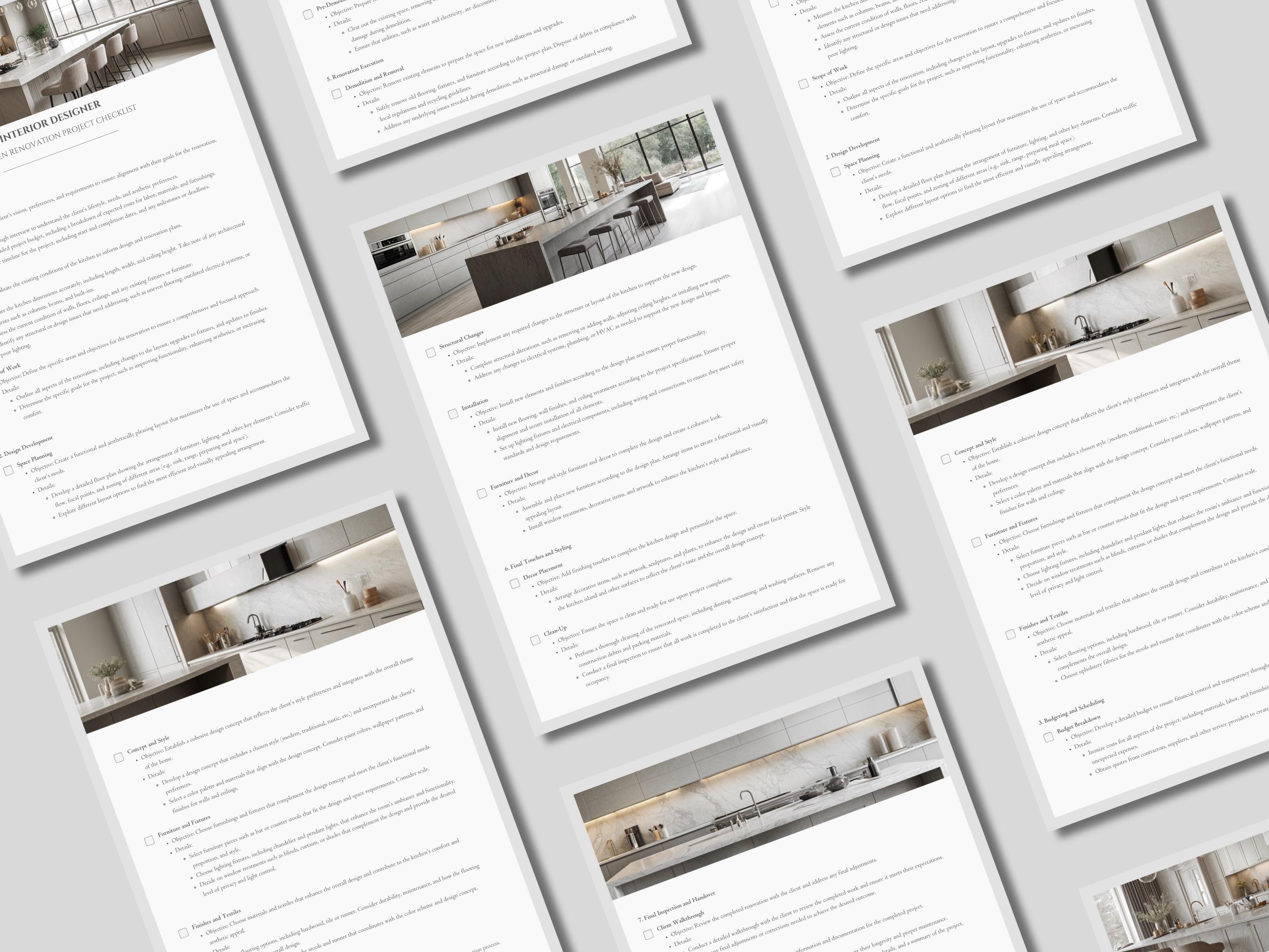 Interior Designer Checklist Kitchen Renovation Project Template ...