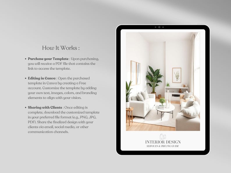 Interior Design Pricing Guide Template, Minimalist Client Onboarding, Design Proposal & Service ...