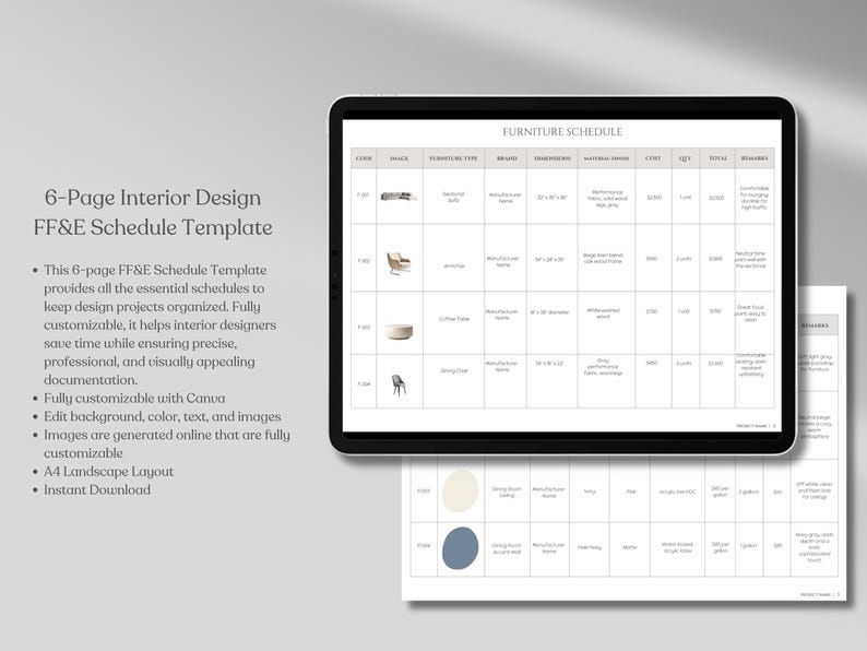 Interior Designer Client Contract, Invoice, Welcome Guide, and FF&E ...