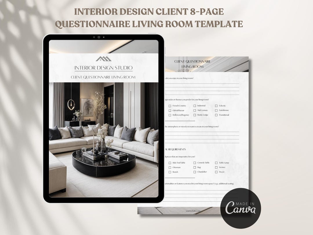 Modern Interior Design Client Questionnaire Living Room Template Client ...