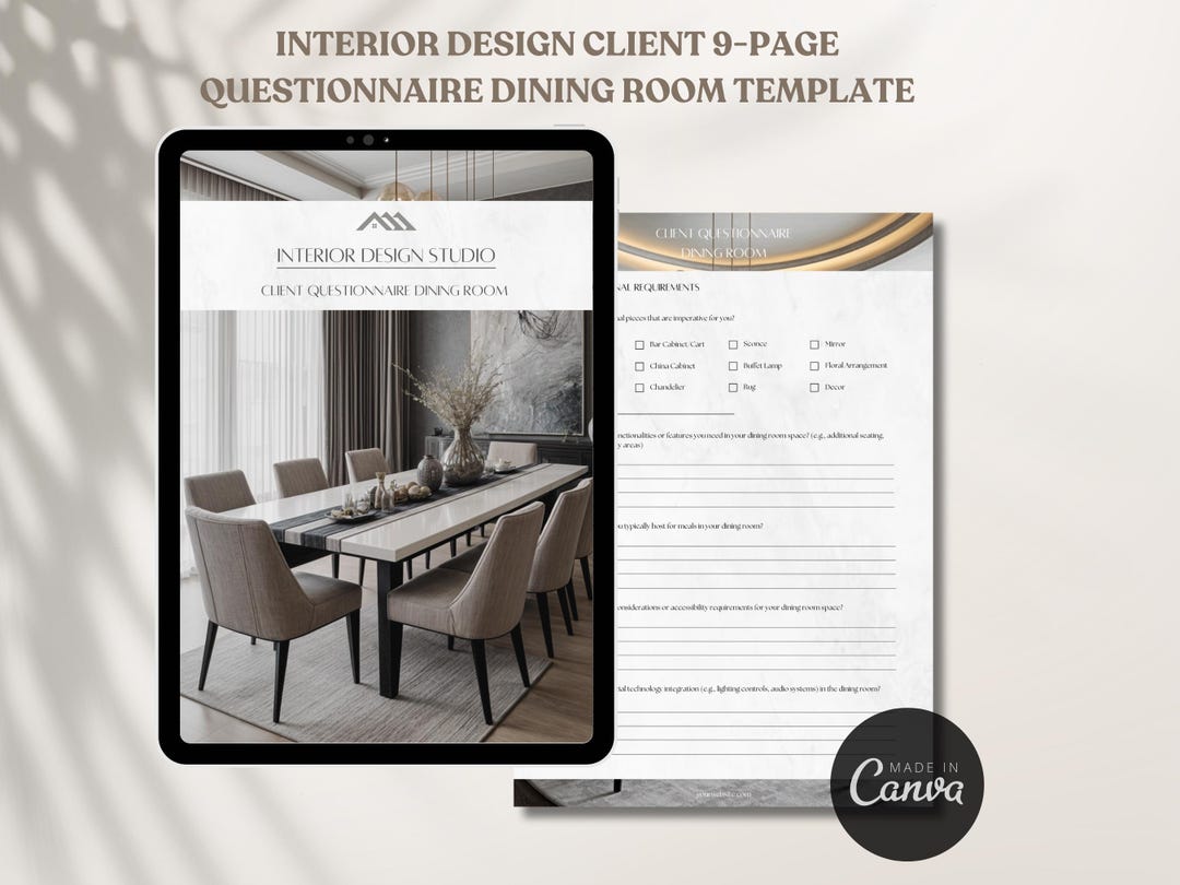 Modern Interior Design Client Questionnaire Dining Room Template Client ...