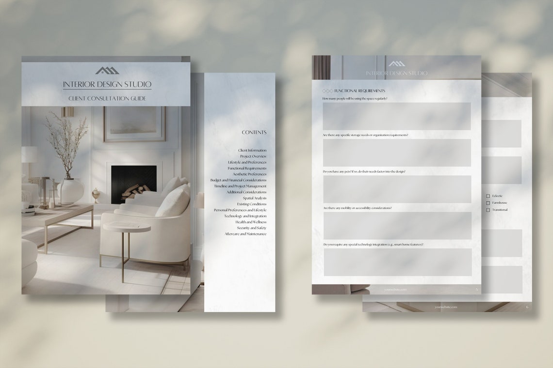 Minimalist Gray Interior Design Client Consultation Guide Template ...