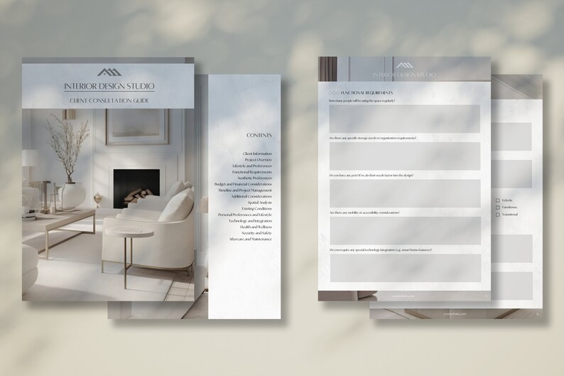 Minimalist Gray Interior Design Client Consultation Guide Template ...