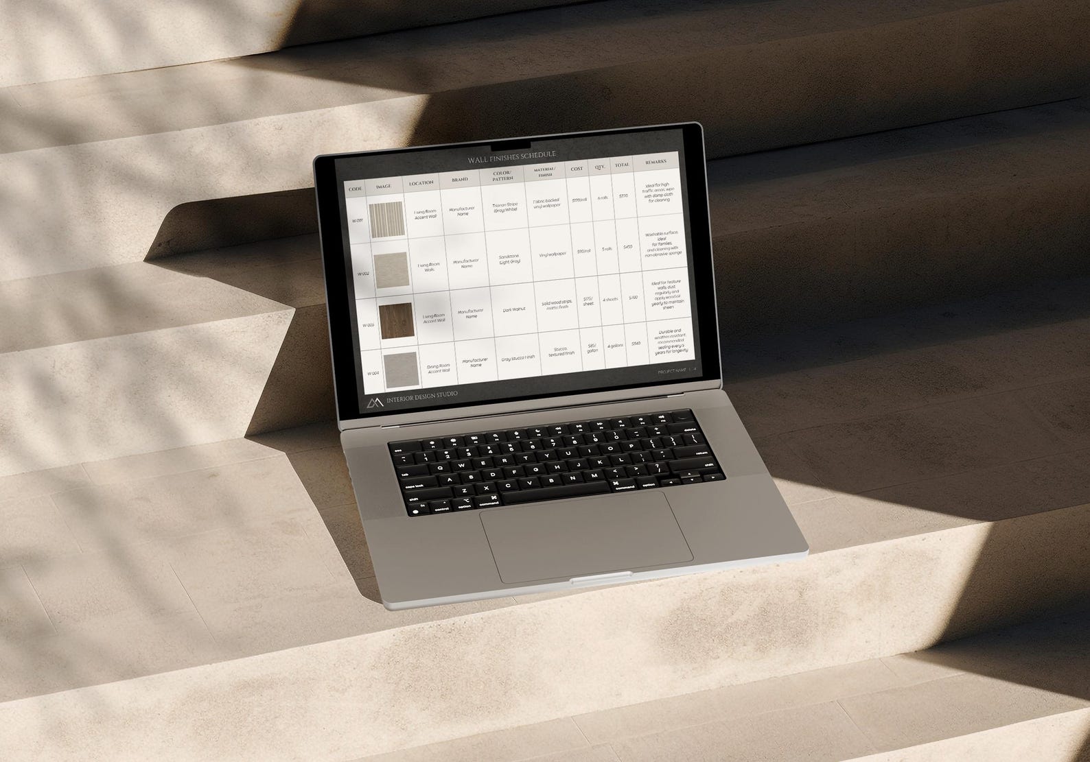 Interior Design FF&E Schedule Template, Black Modern Design Project ...