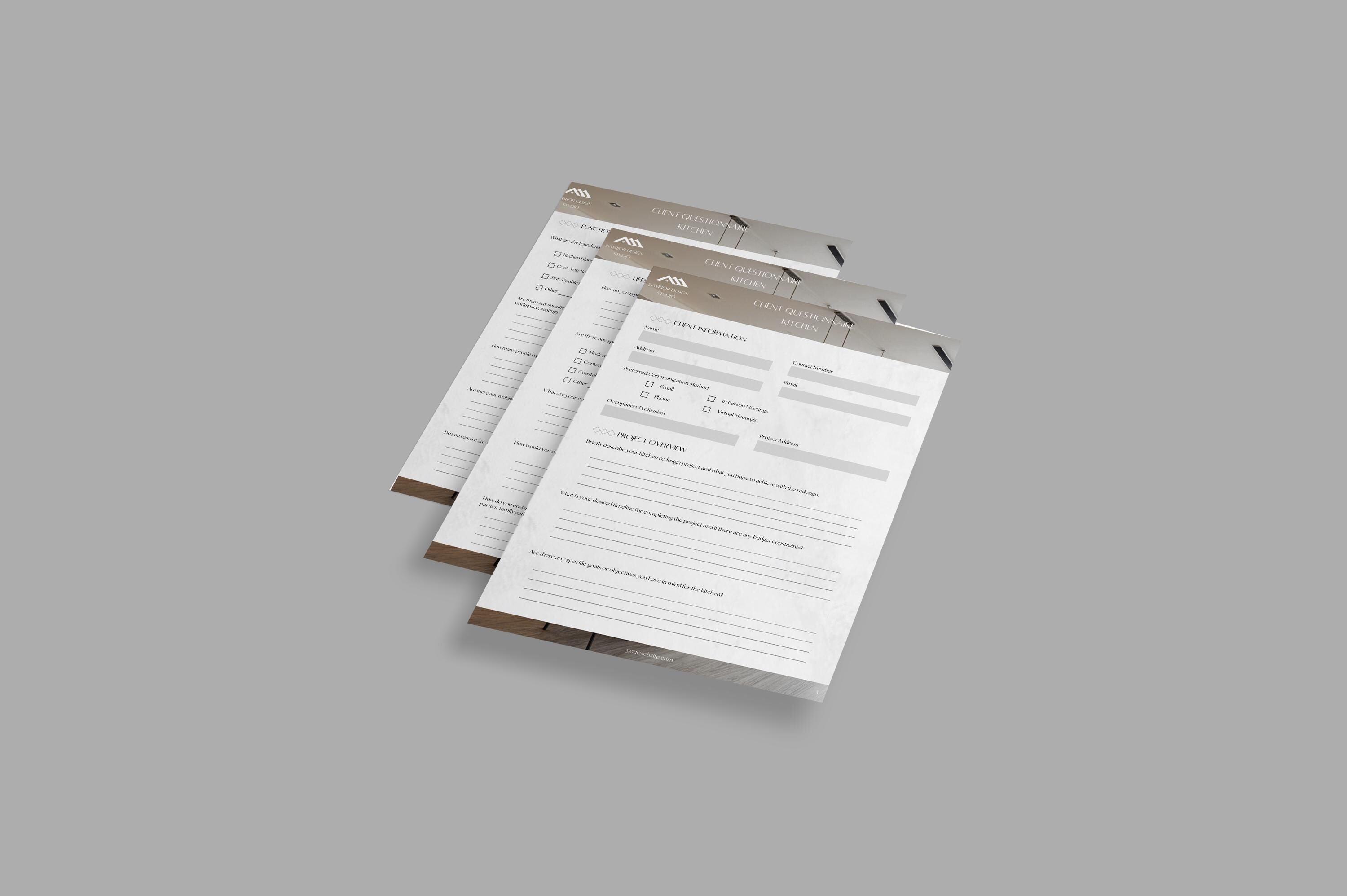 Modern Interior Design Client Questionnaire Kitchen Template Client ...