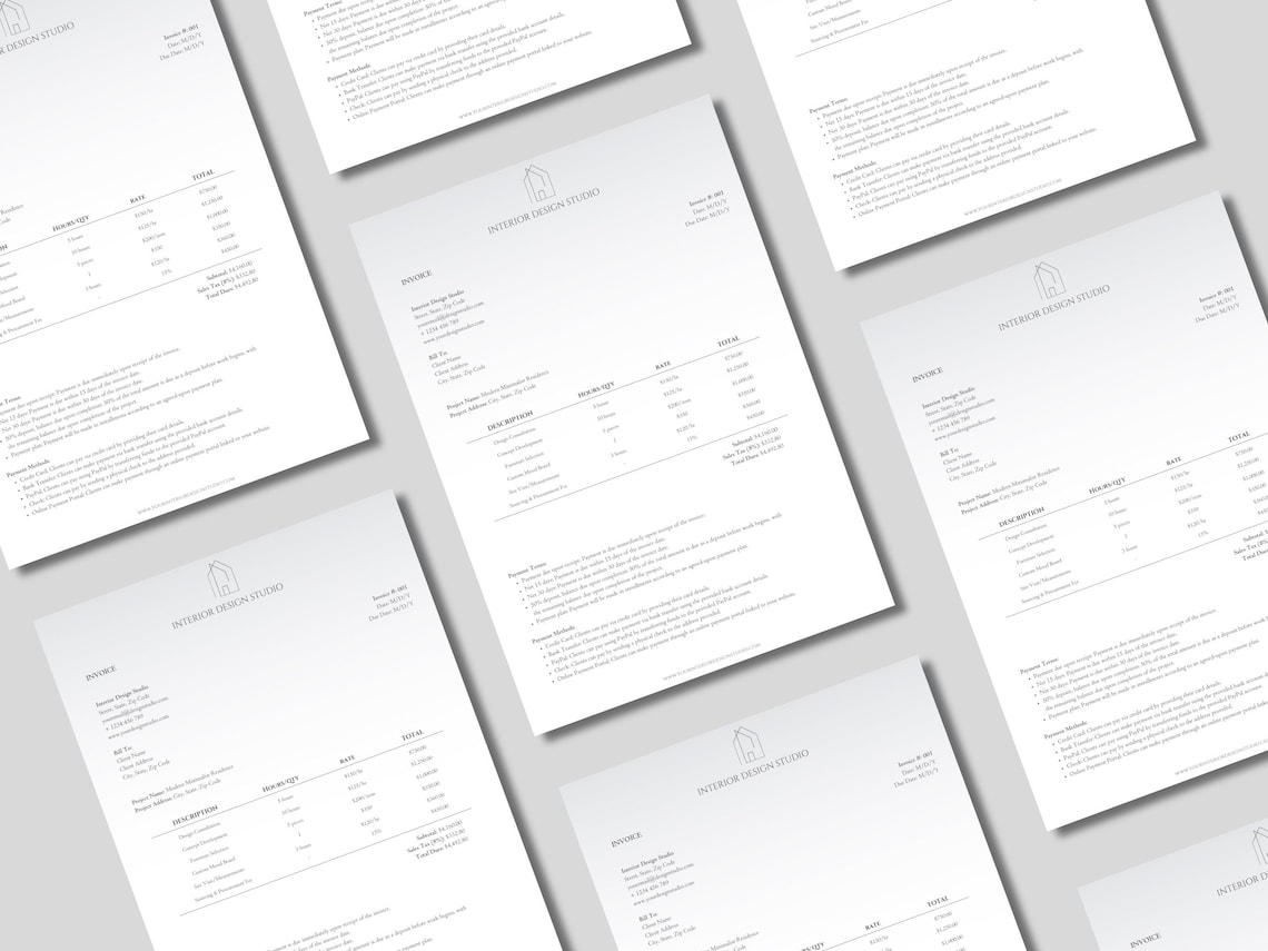 Interior Design Client Invoice Template, Design Project Management ...