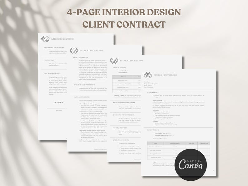 Interior Designer Client Contract Template, Client Onboarding ...