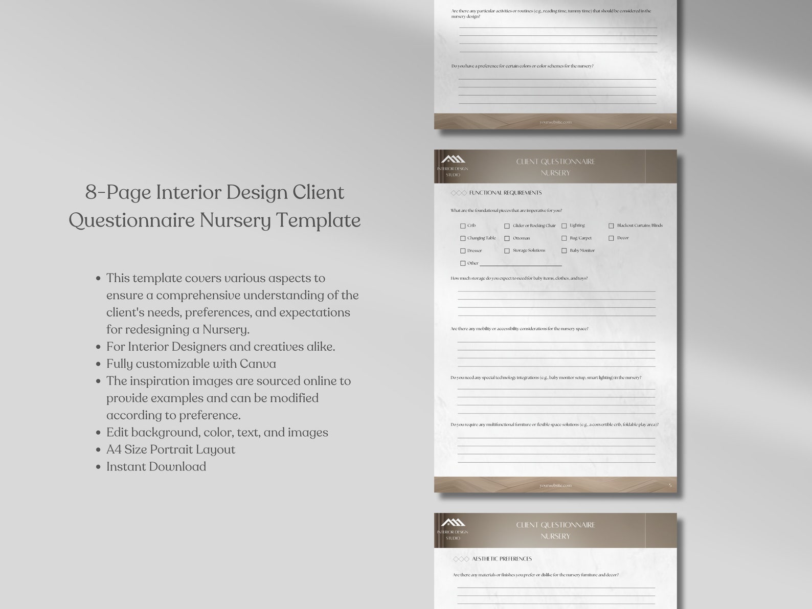 Interior Design Client Questionnaire Nursery Template Client Onboarding ...