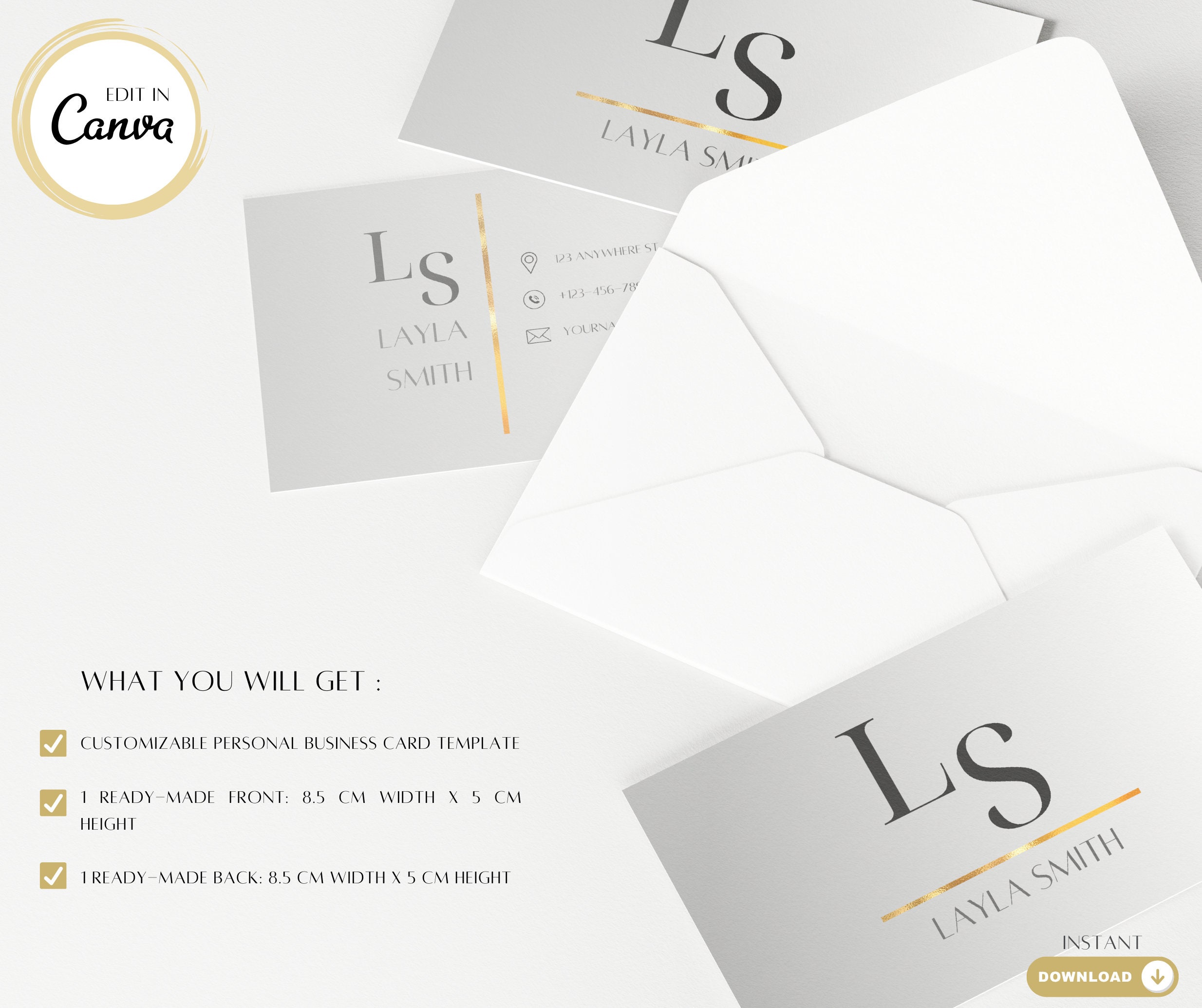 Editable Simple and Minimalist Personal Business Card Printable ...