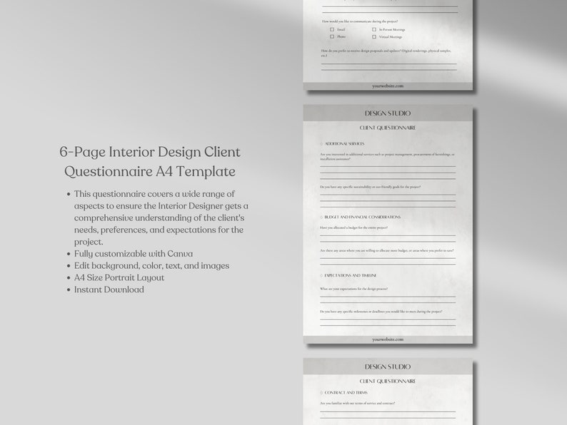 Interior Design Client Questionnaire, Client Questionnaire Template ...