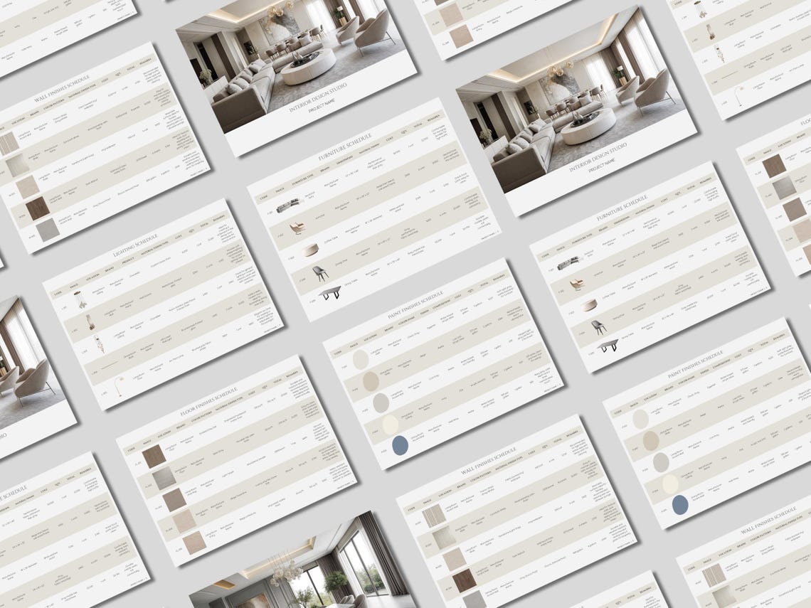 Interior Design FF&E Schedule Template, Furniture and Finishes Schedule ...