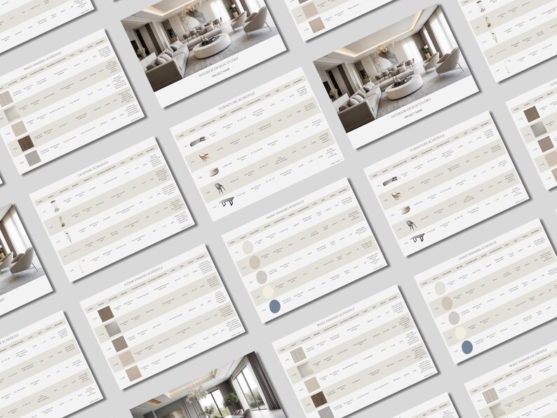 Interior Design FF&E Schedule Template, Furniture and Finishes Schedule ...