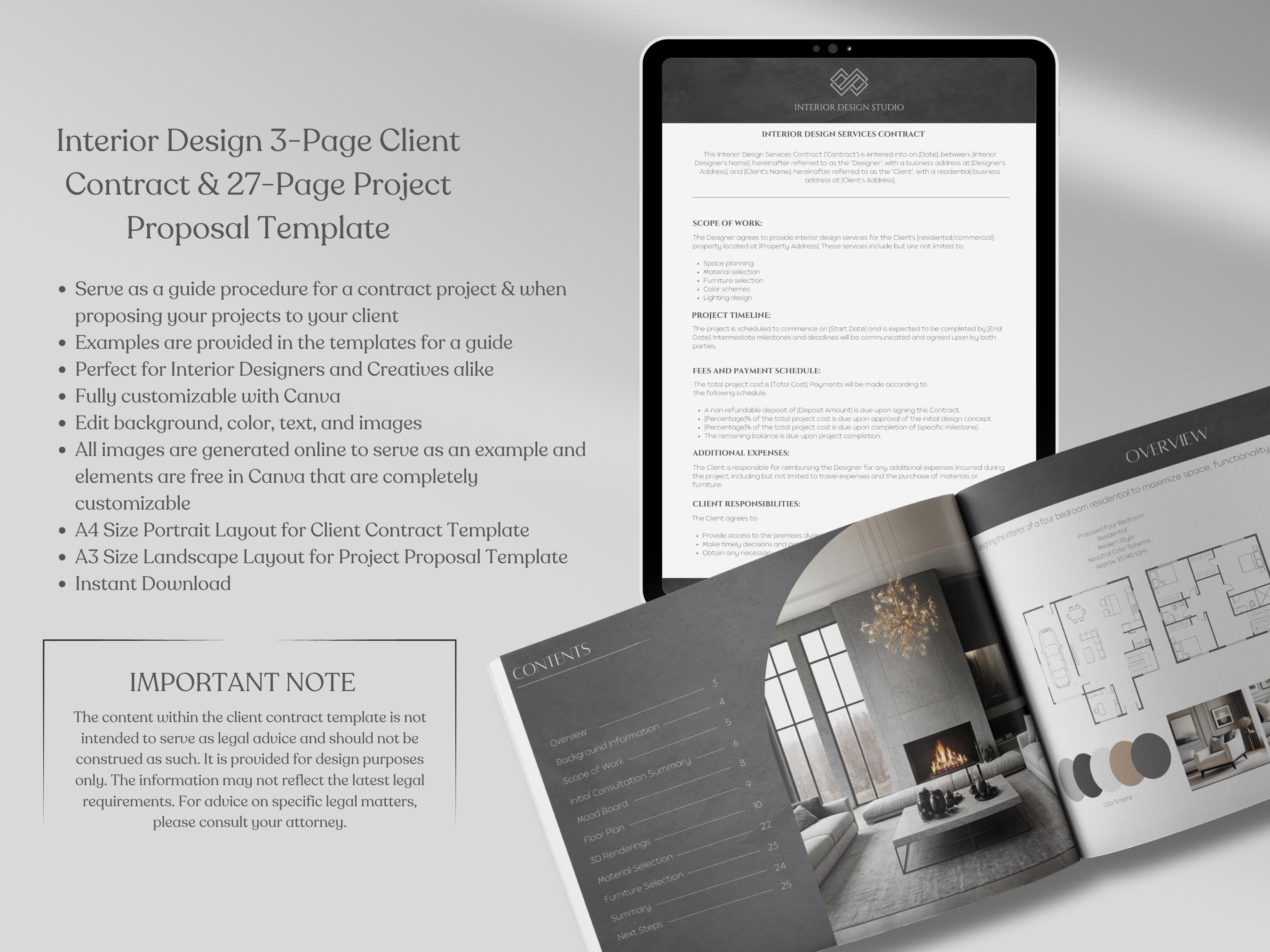 Modern Black Interior Design Client Contract and Project Proposal ...