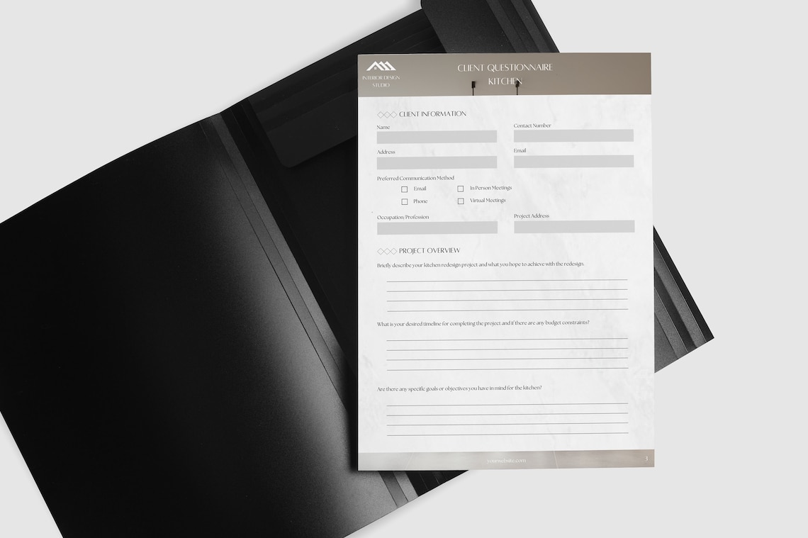 Interior Design Client Questionnaire Kitchen Template Client Onboarding ...