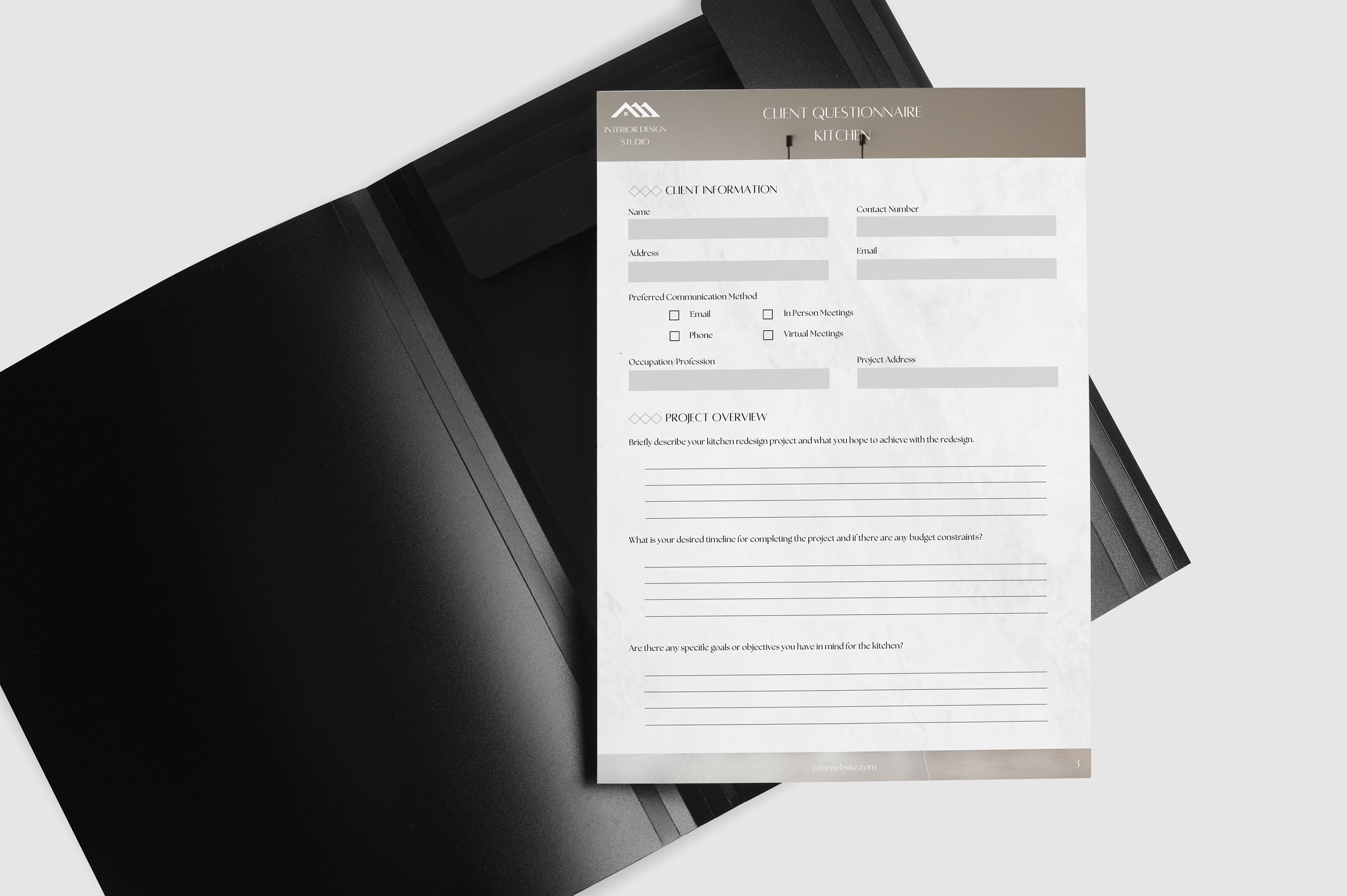 Interior Design Client Questionnaire Kitchen Template Client Onboarding ...