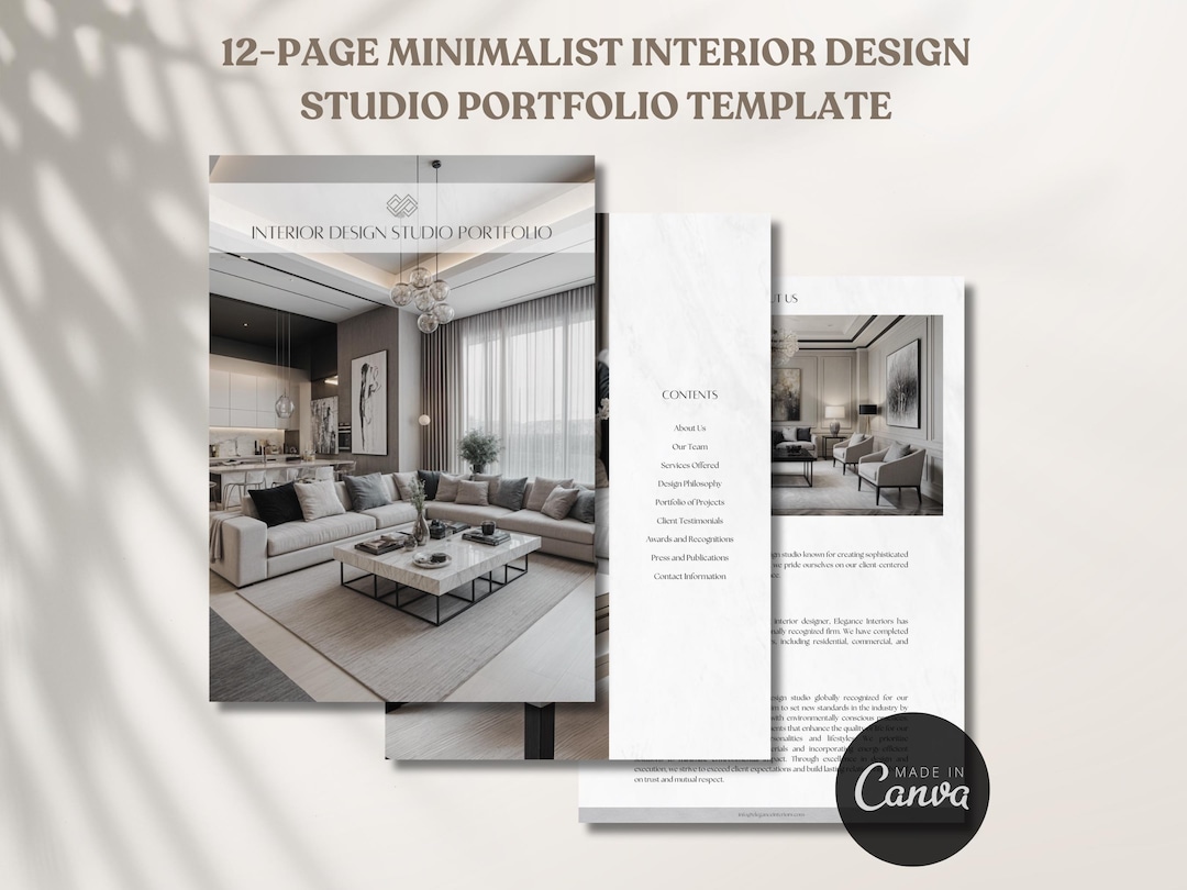 Modern Interior Design Studio Portfolio Template Onboarding Client ...