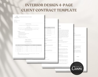 Interior Designer Client Contract Template, Client Onboarding, Minimalist Interior Design ...