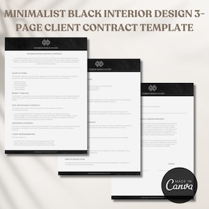 Minimalist Black Interior Design Client Contract Template Client Onboarding Minimalist Interior ...