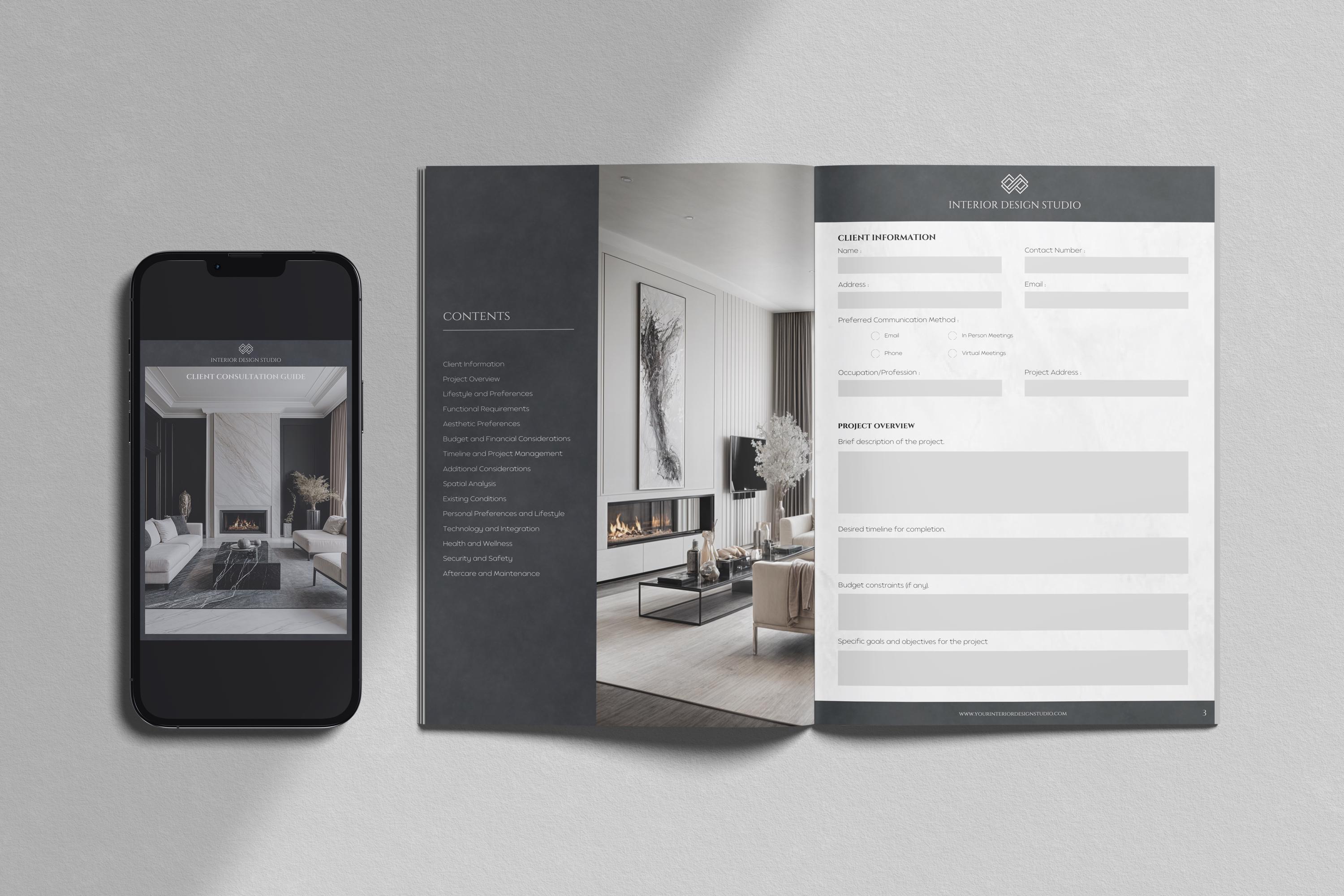 Modern Black Interior Design Client Consultation Guide Template Client ...