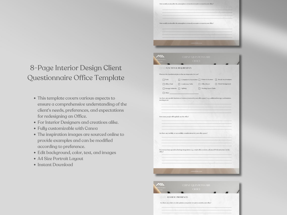 Interior Design Client Questionnaire Office Template Client Onboarding ...