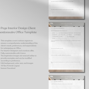 Interior Design Client Questionnaire Office Template Client Onboarding ...