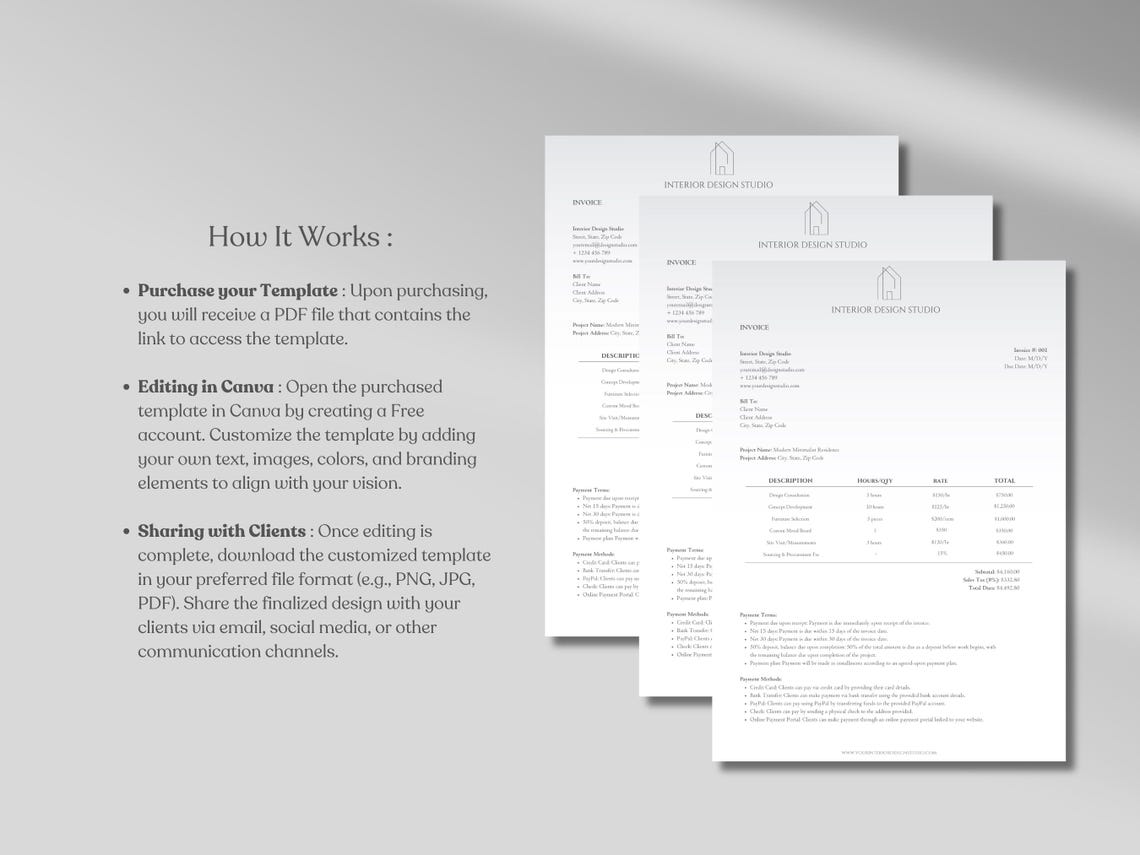 Interior Design Client Invoice Template, Design Project Management ...