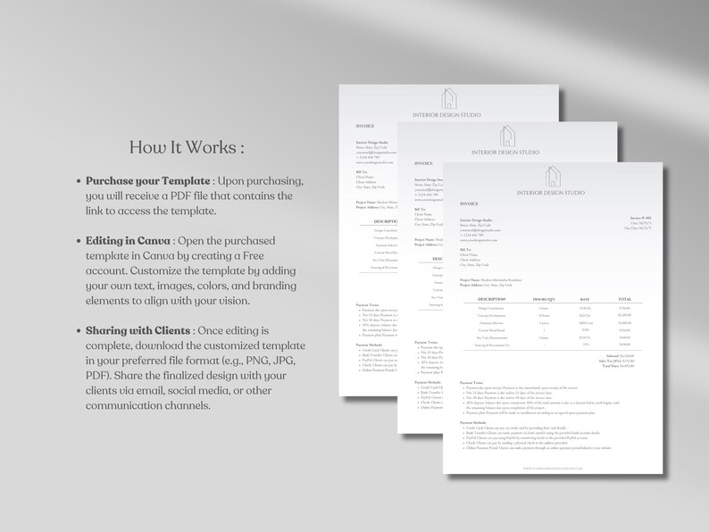 Interior Design Client Invoice Template, Design Project Management ...