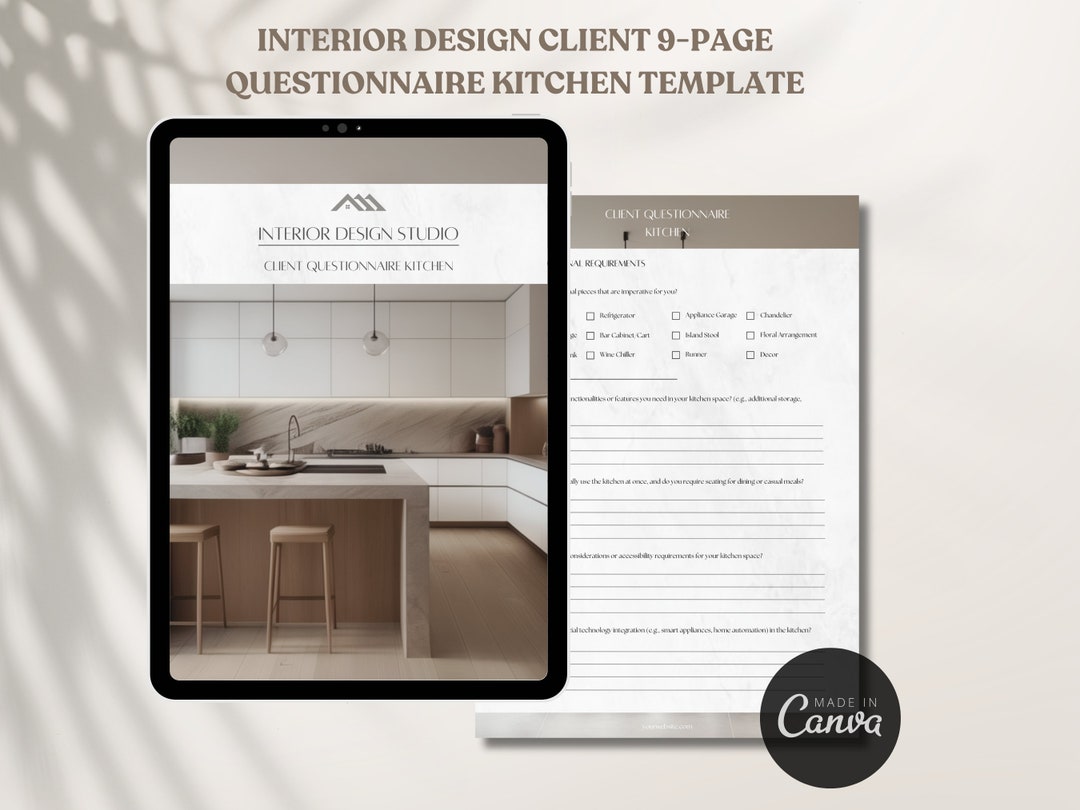 Interior Design Client Questionnaire Kitchen Template Client Onboarding ...