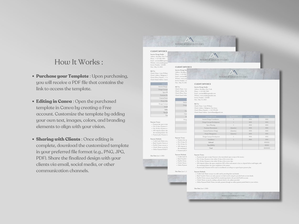 Interior Design Client Invoice Template, Minimalist Invoice Template ...
