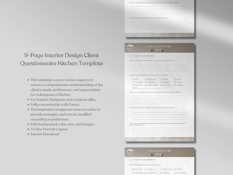 Interior Design Client Questionnaire Kitchen Template Client Onboarding ...