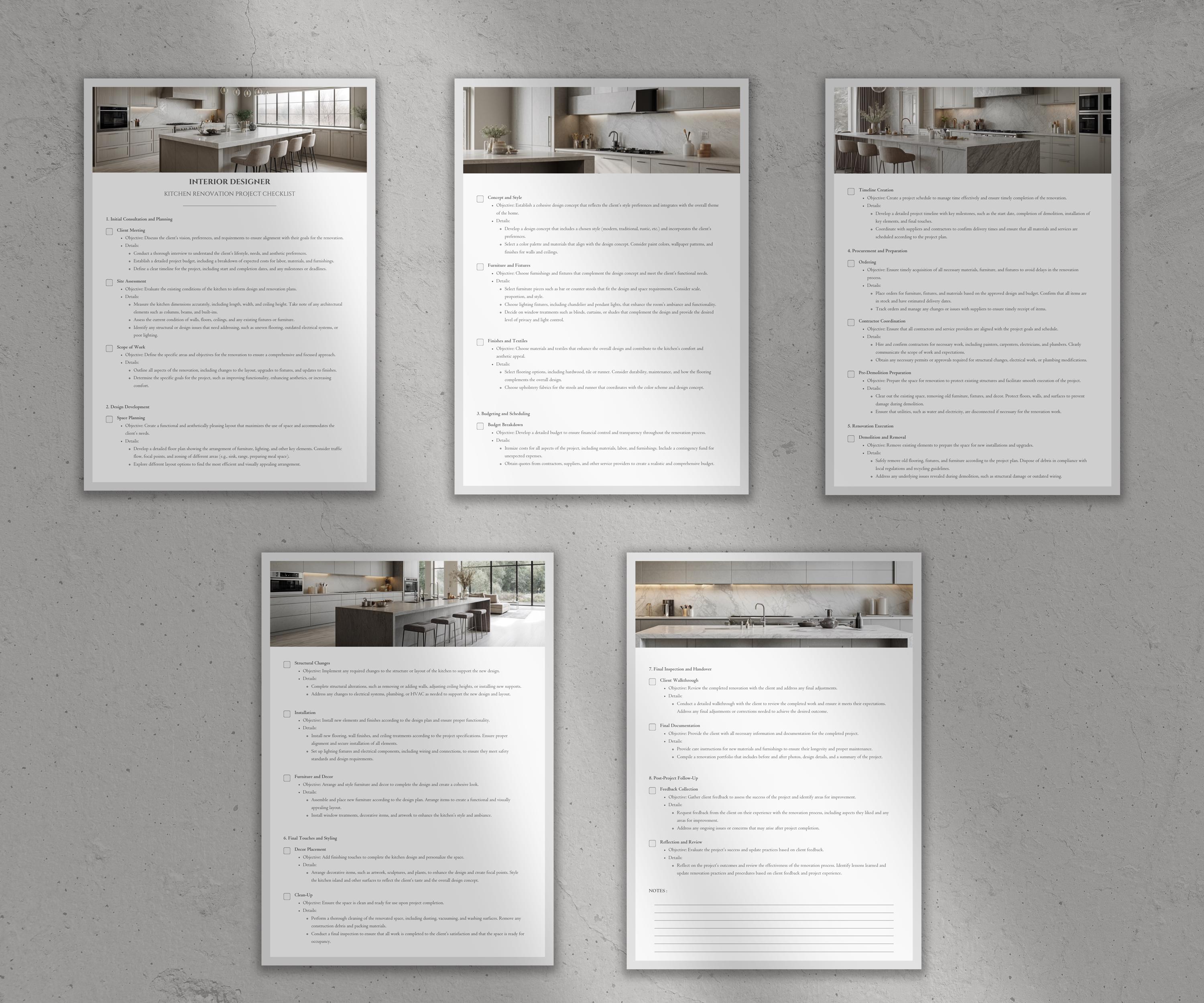 Interior Designer Checklist Kitchen Renovation Project Template ...