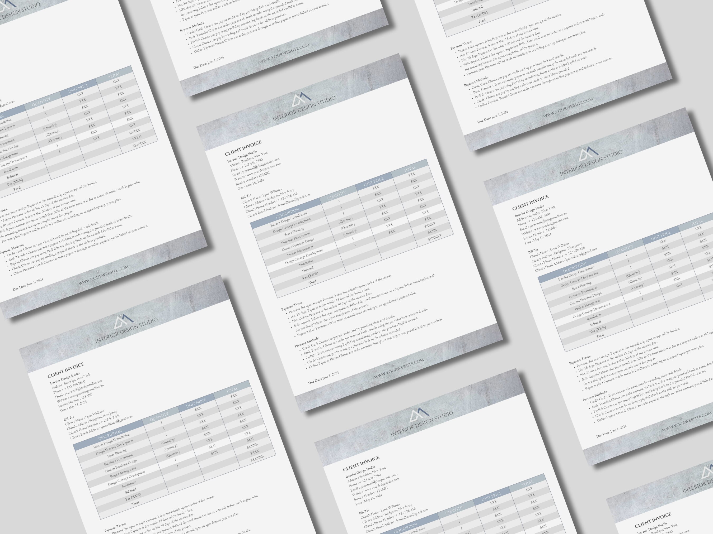 Interior Design Client Invoice Template, Minimalist Invoice Template ...