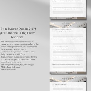 Modern Interior Design Client Questionnaire Living Room Template Client ...