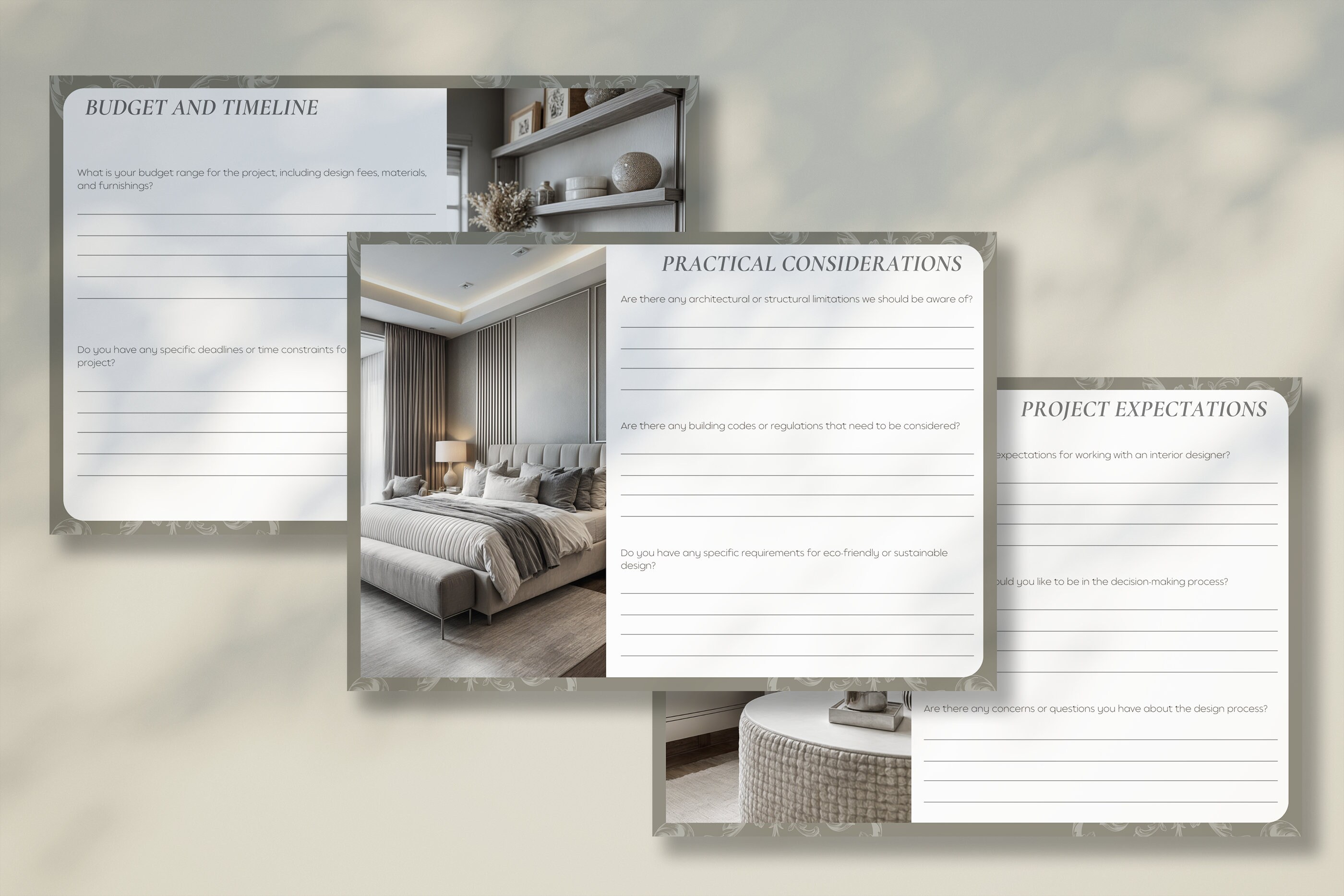 Modern Green Interior Design Client Consultation Guide Template Client ...