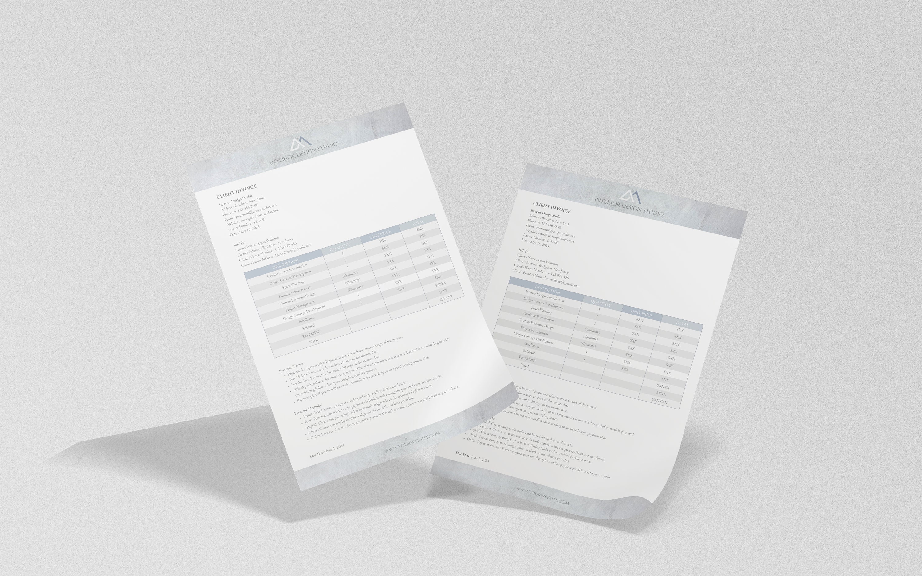 Interior Design Client Invoice Template, Minimalist Invoice Template ...