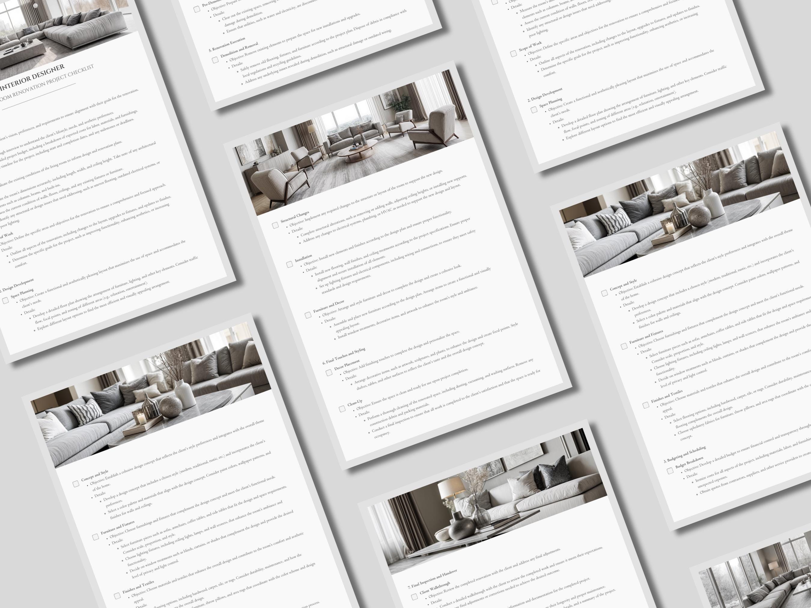 Interior Designer Checklist Living Room Renovation Project Template ...