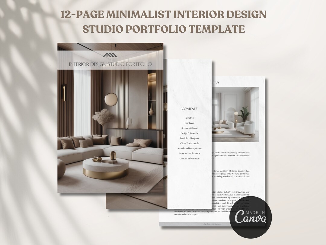 Minimalist Interior Design Studio Portfolio Template Onboarding Client ...