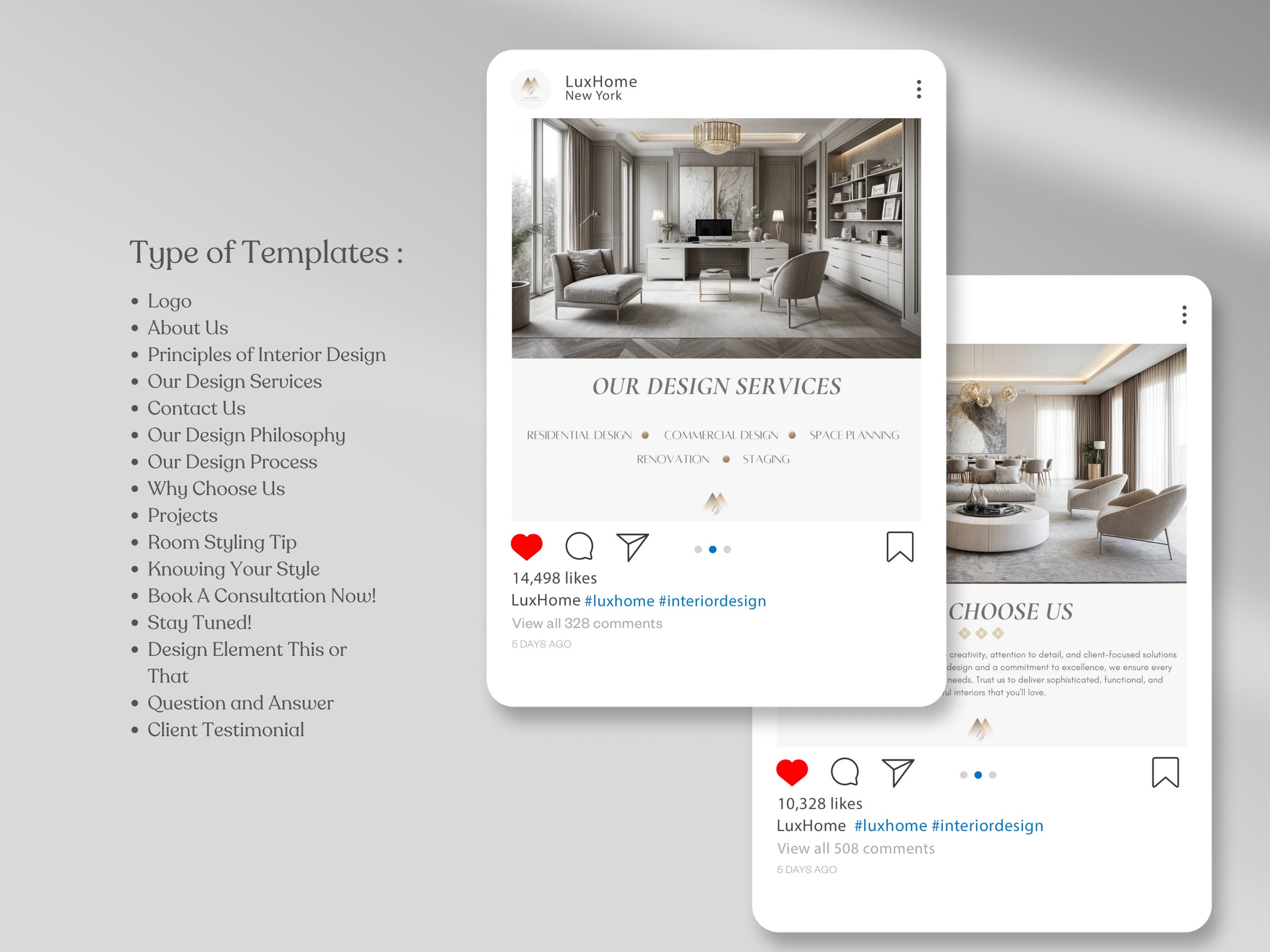 Interior Design Instagram Post Template Social Media Instagram Branding ...